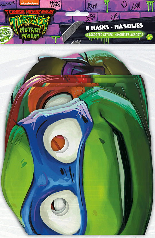 TMNT Mutant Mayhem Assorted Paper Masks 8ct – Party Fair