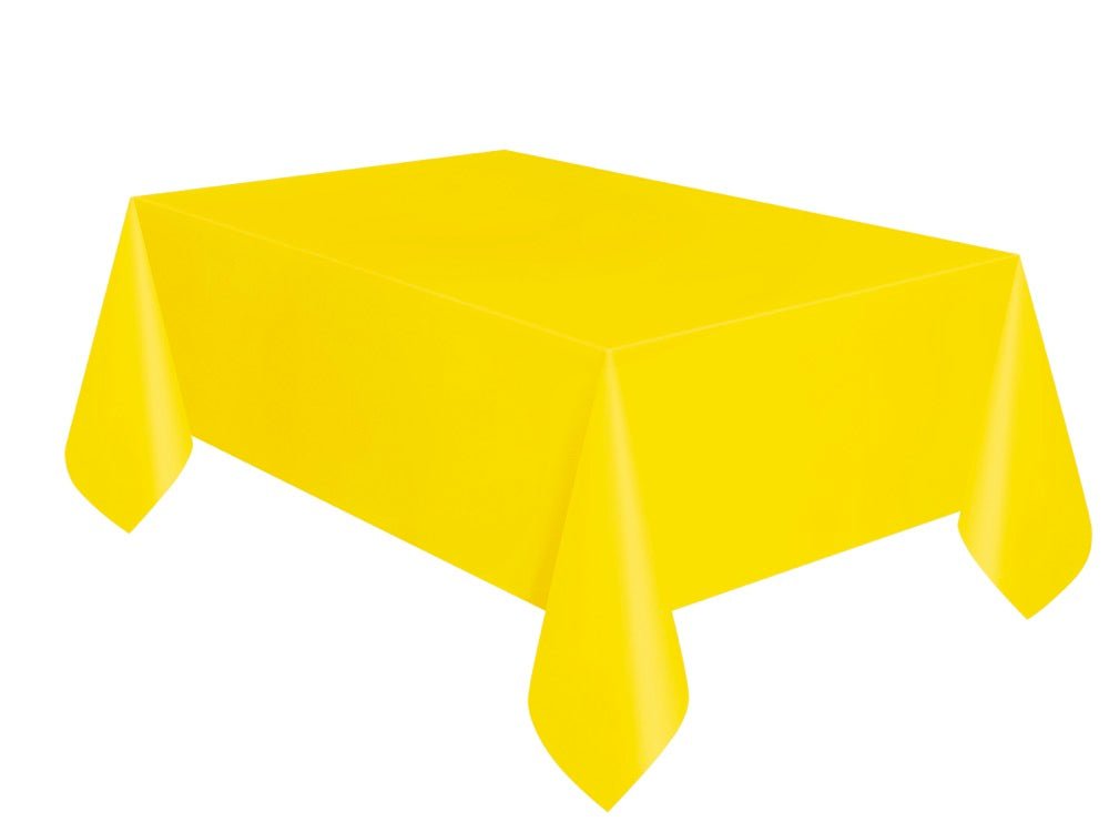 Yellow Rectangular Plastic Table Cover 54in x 108in – Party Fair